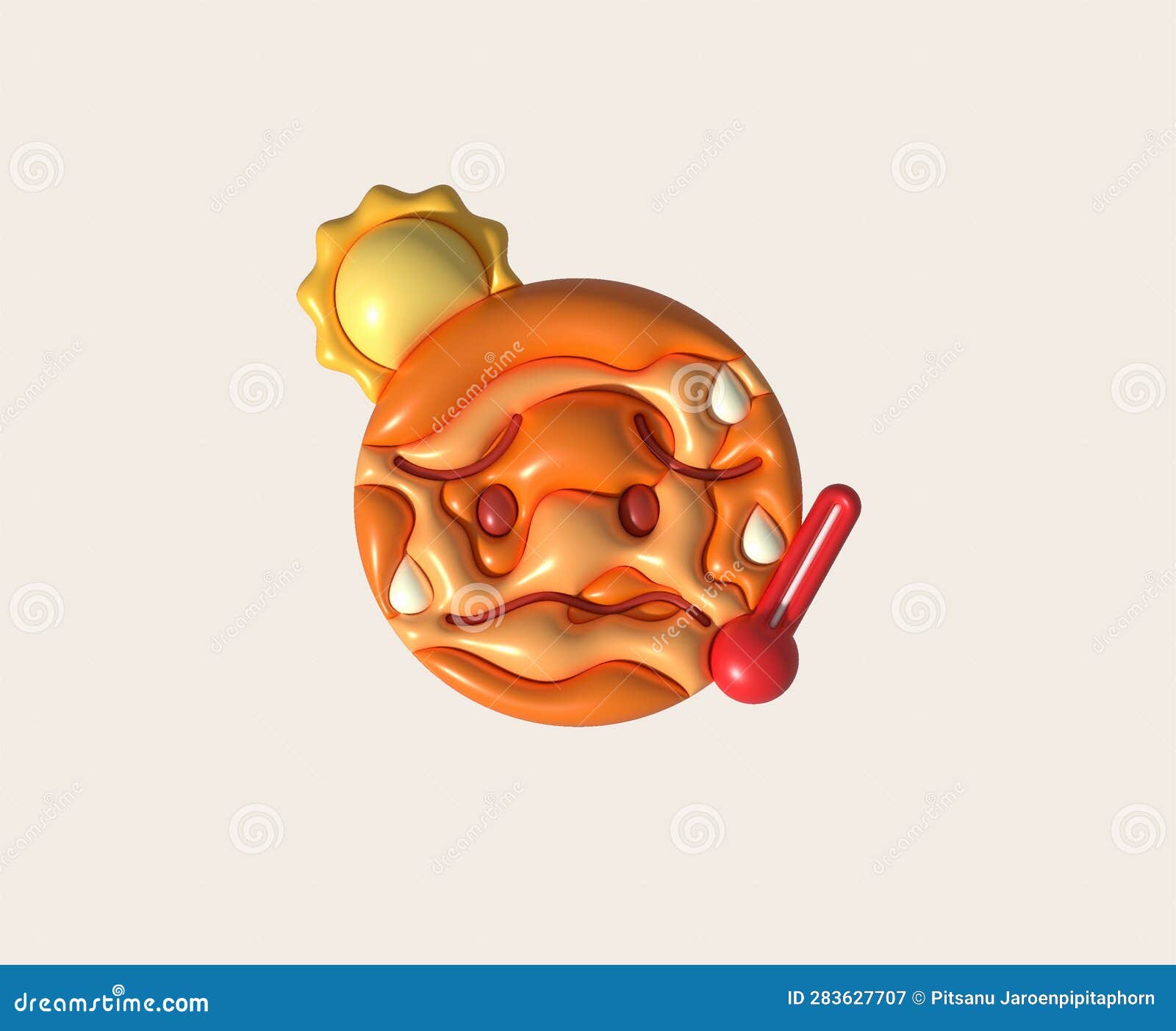 3D Illustration Global Warming Increase Temperature Earth with ...