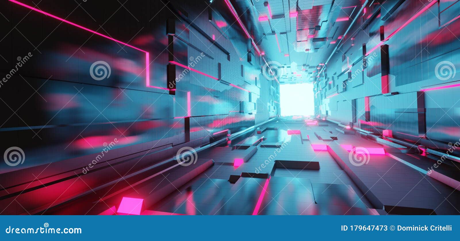 3d Illustration of a Glowing Abstract Science Fiction Hallway - Digital ...
