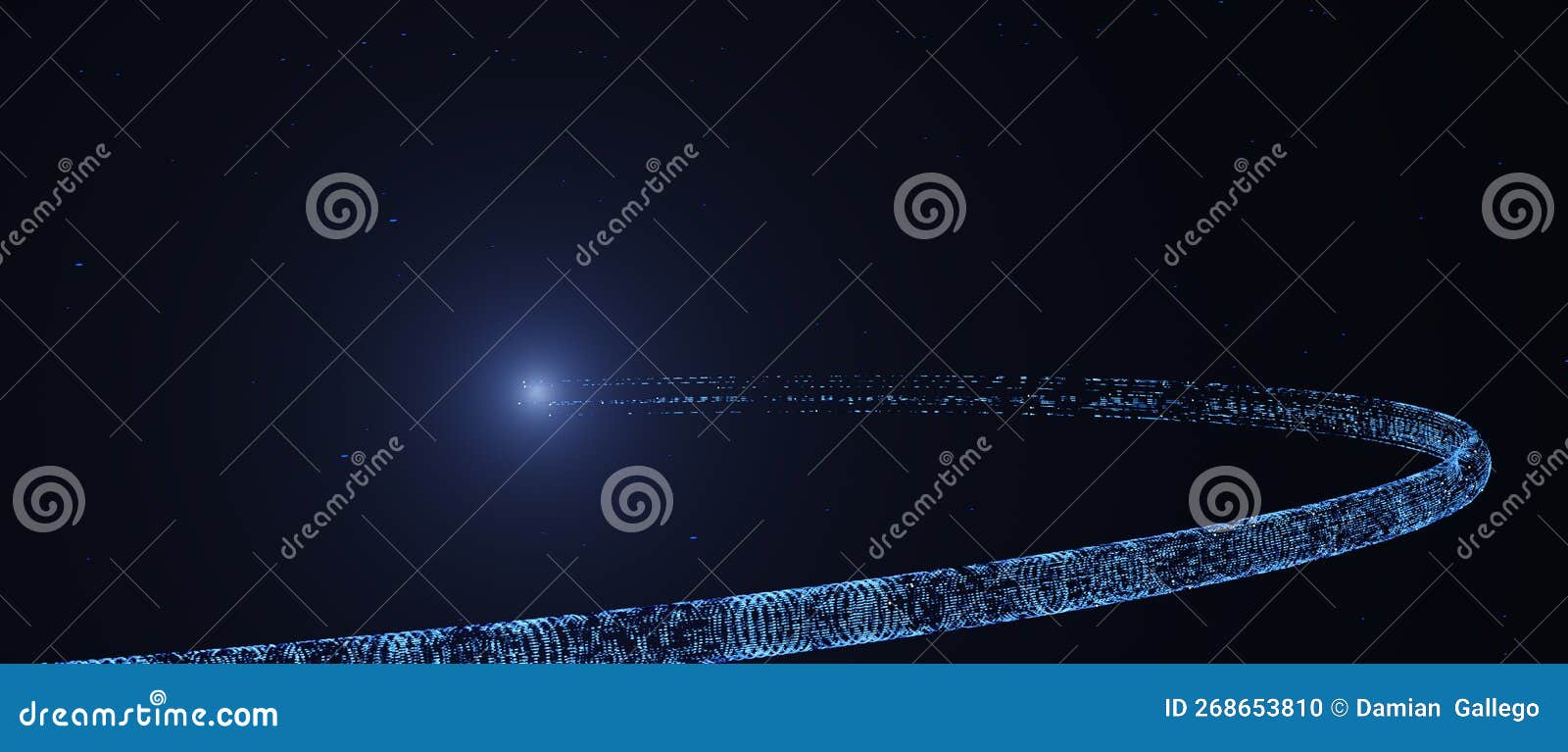 3d Illustration Glowing Fiber Optic Cable. Information and Data Flows ...