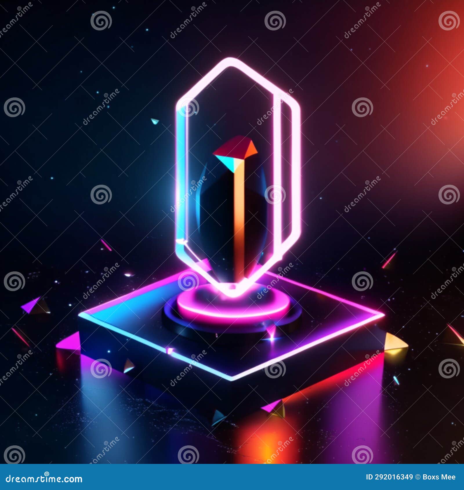 3d Illustration of a Glowing Magic Stone on a Pedestal in Neon Style AI ...