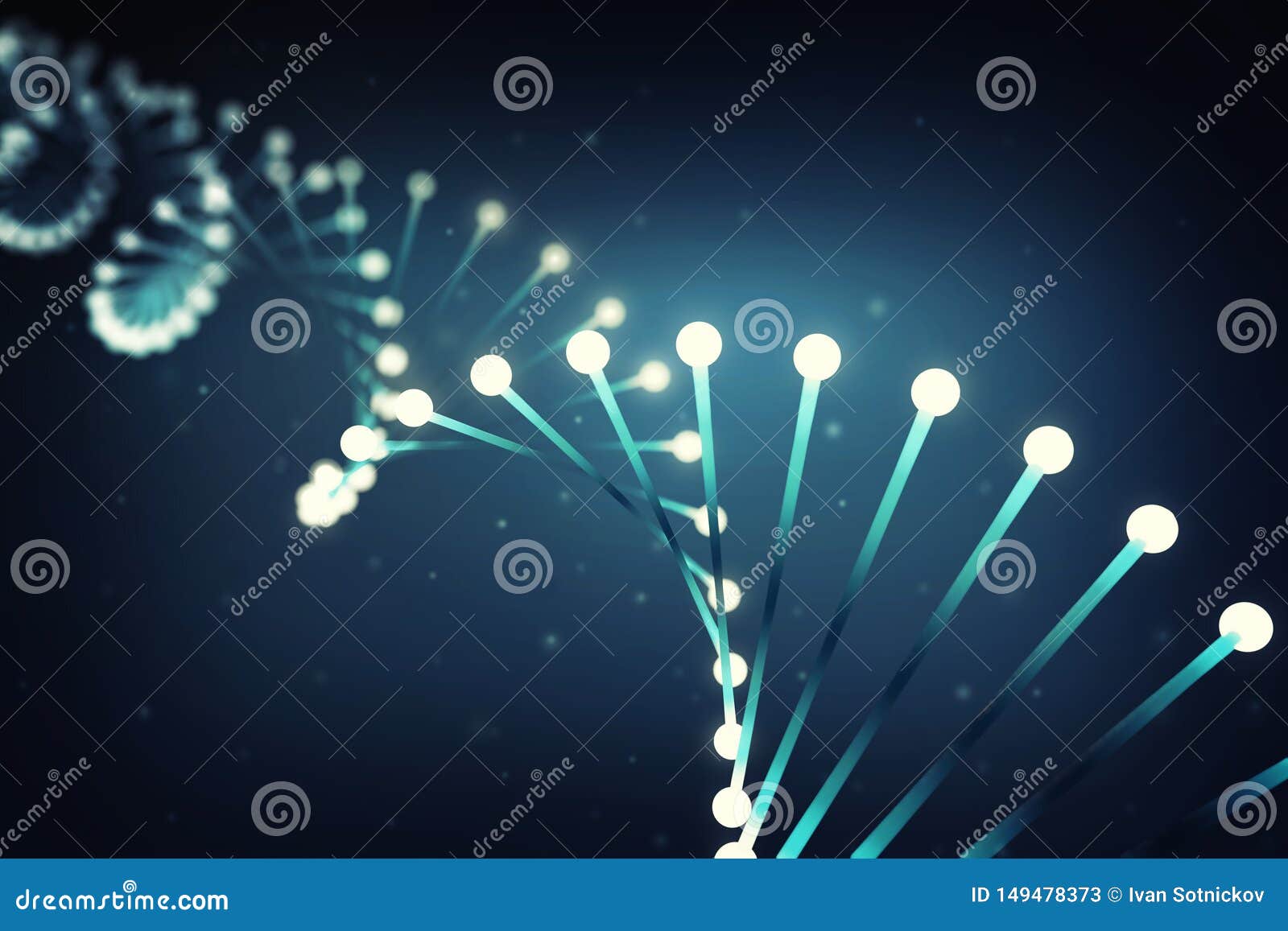 3D Illustration. a Glowing Molecule Floating in Space Stock ...
