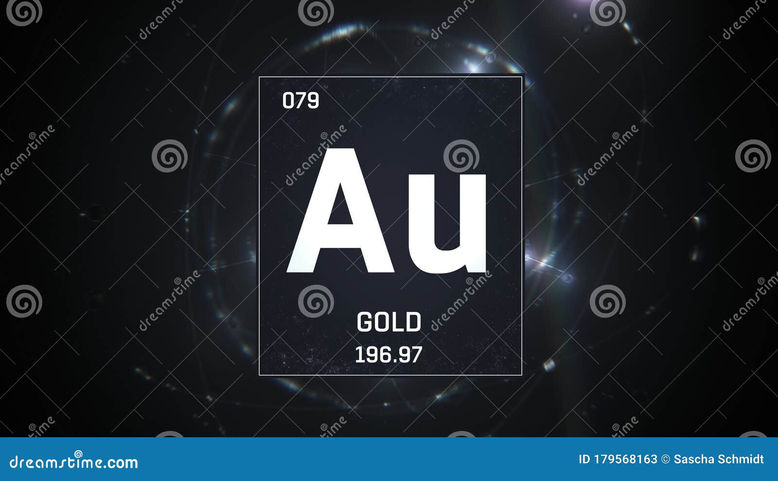 Gold As Element 79 of the Periodic Table 3D Illustration on Silver ...