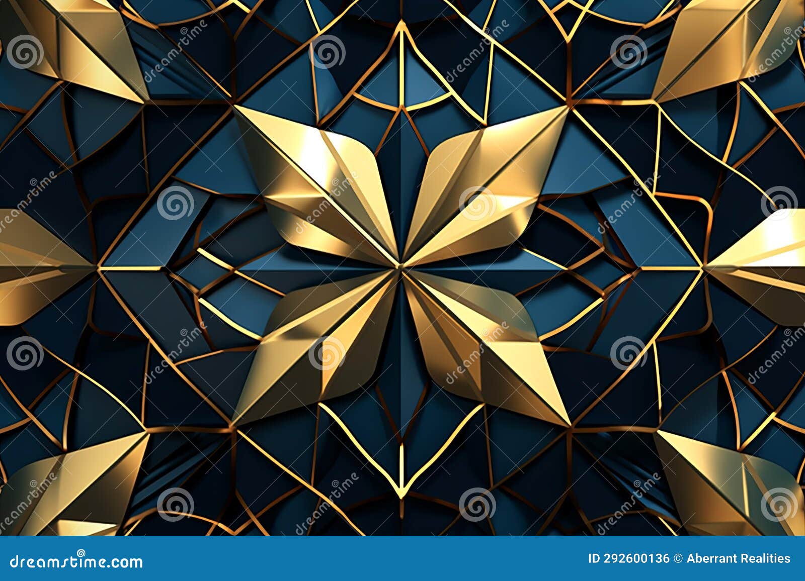 A 3d Illustration of Gold and Black Geometric Shapes Stock Photo ...