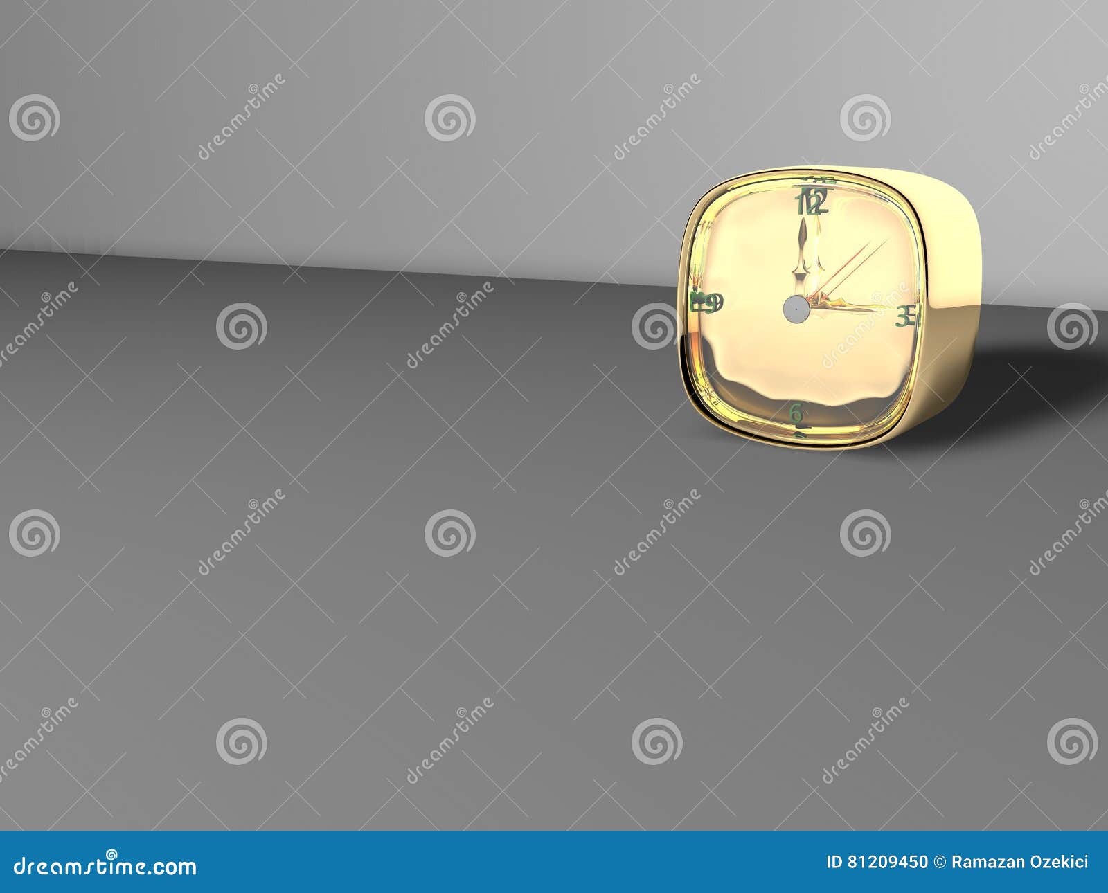3d Illustration Gold Clock Bright Stock Illustration - Illustration of ...