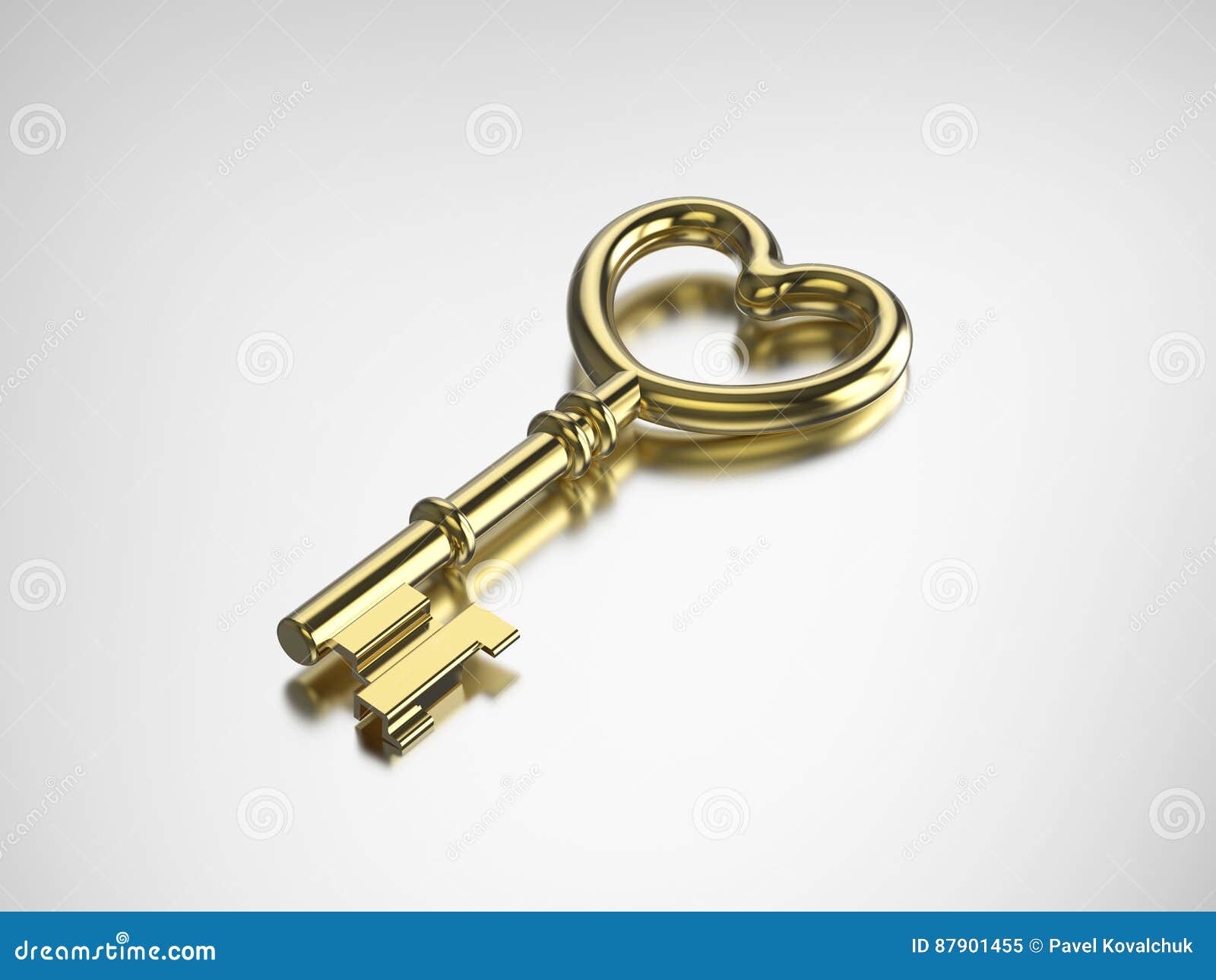 3D illustration gold key stock illustration. Illustration of gold ...