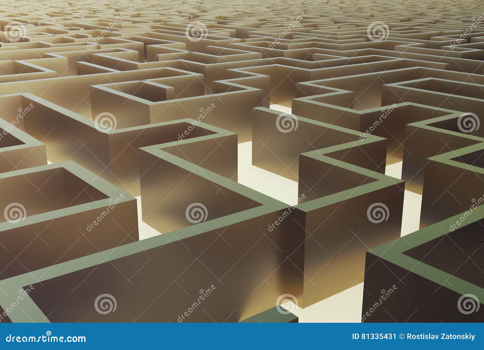 3d Illustration Gold Labyrinth, Complex Problem Solving Concept. Stock ...