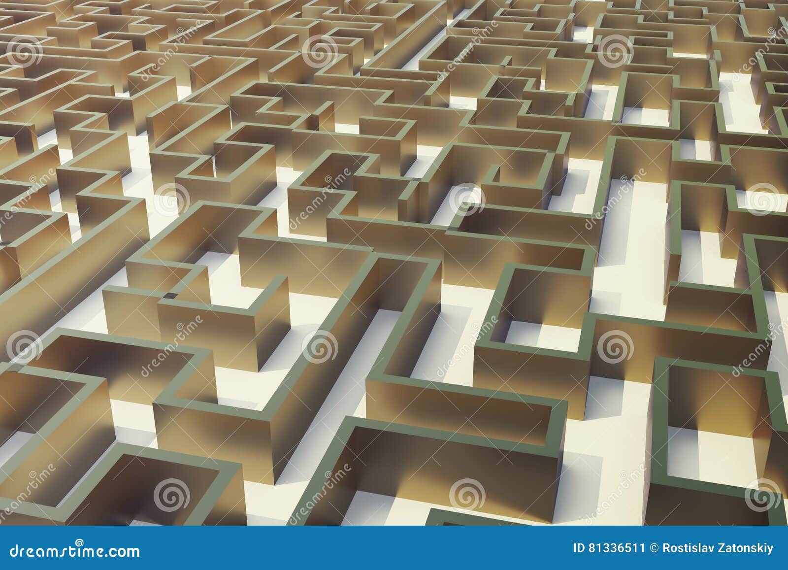 3d Illustration Gold Labyrinth, Complex Problem Solving Concept. Stock ...