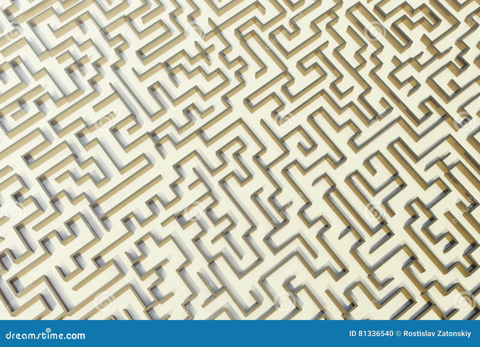 3d Illustration Gold Labyrinth, Complex Problem Solving Concept. Stock ...