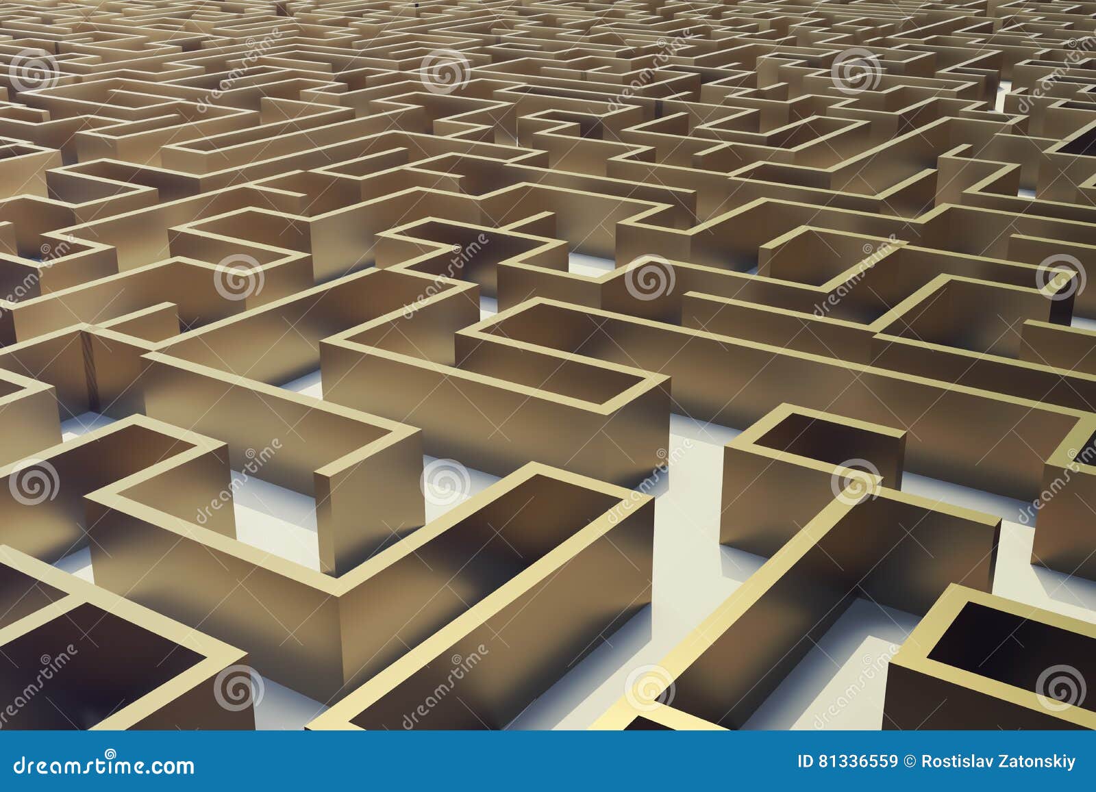 3d Illustration Gold Labyrinth, Complex Problem Solving Concept. Stock ...