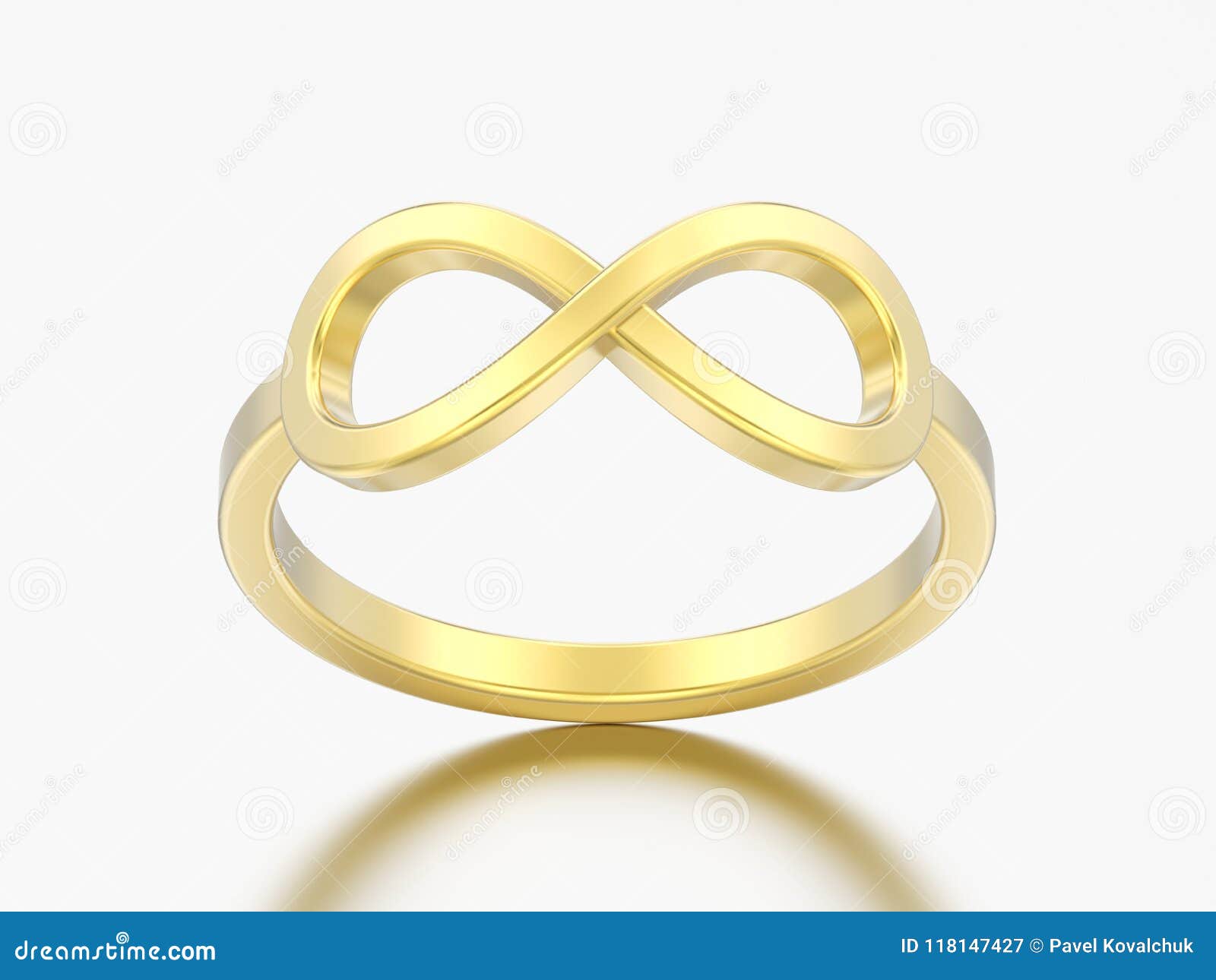3D Illustration Gold Simple Infinity Ring Stock Illustration ...