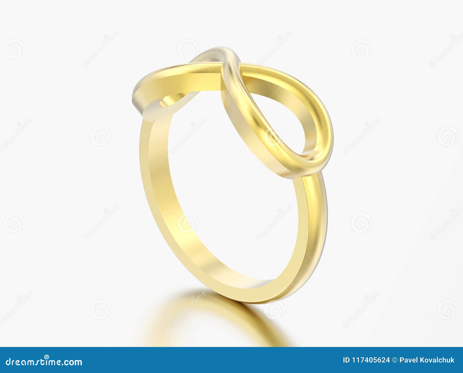3D Illustration Gold Simple Infinity Ring Stock Illustration ...
