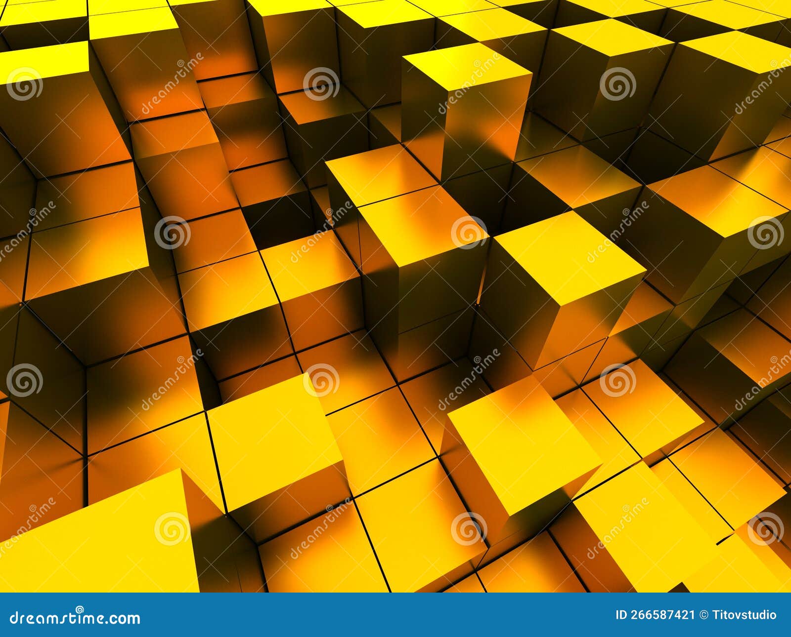 3d Illustration of Golden Cubes Stock Illustration - Illustration of ...