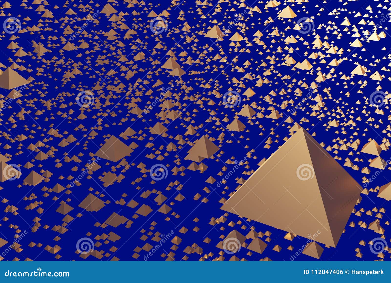 3d Illustration of Golden Hovering Pyramids Stock Illustration ...