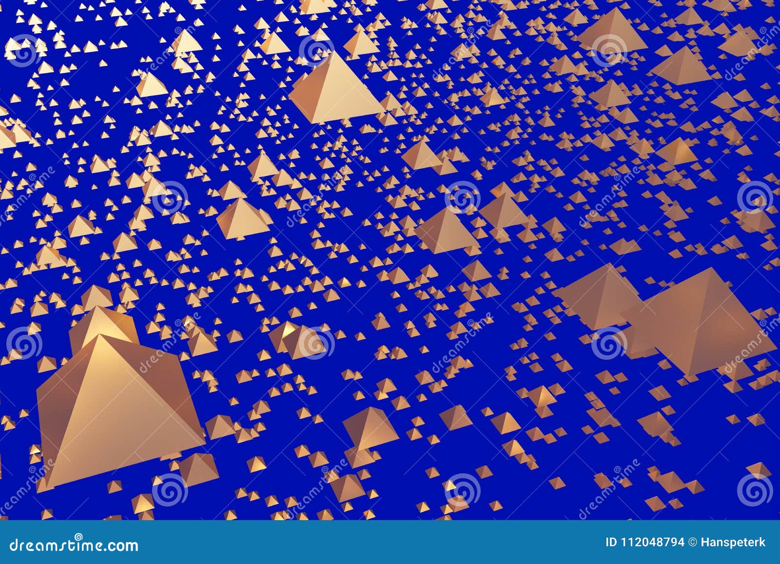 3d Illustration of Golden Hovering Pyramids Stock Illustration ...