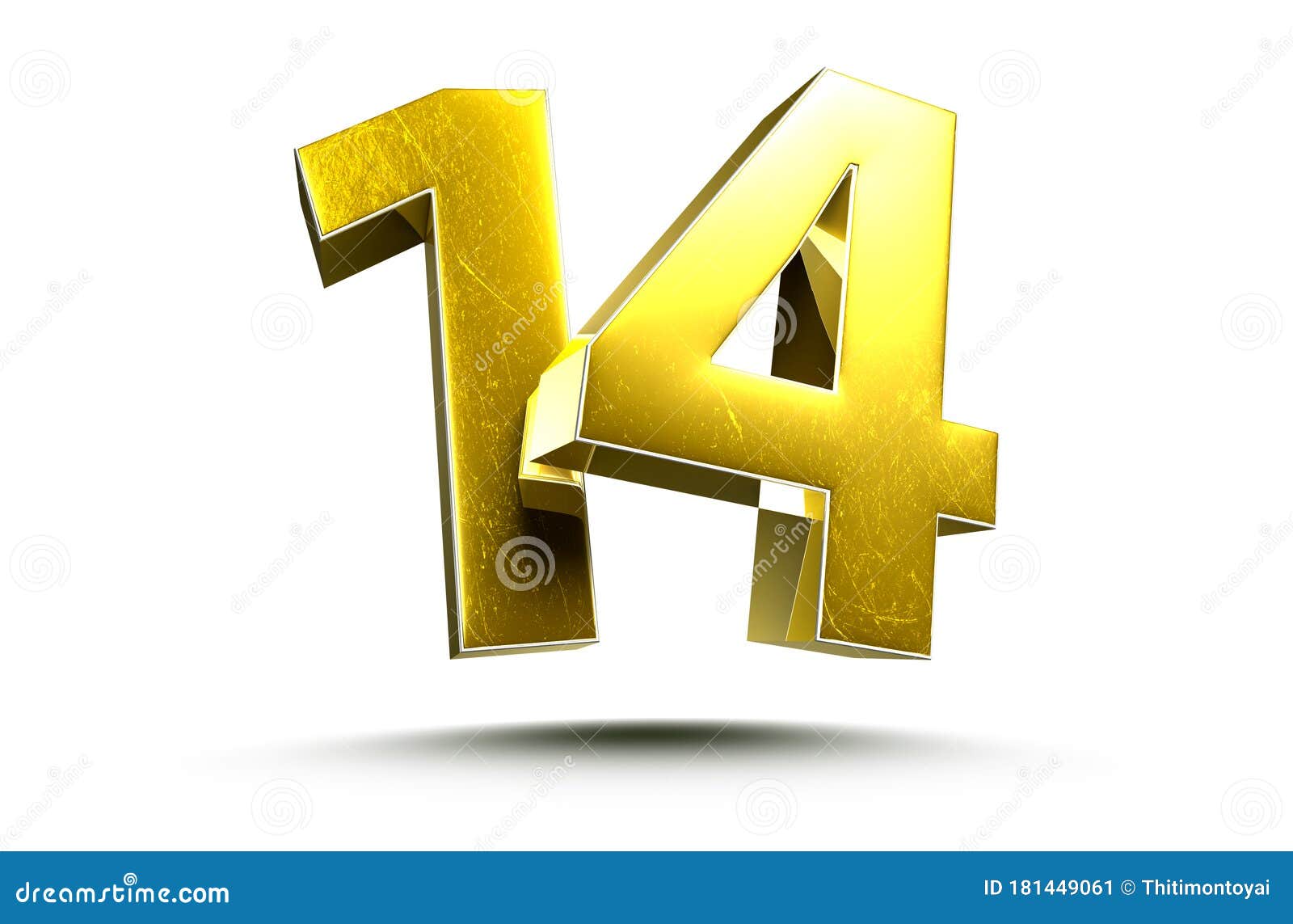 Number 14 Gold color 3d. stock illustration. Illustration of networks ...