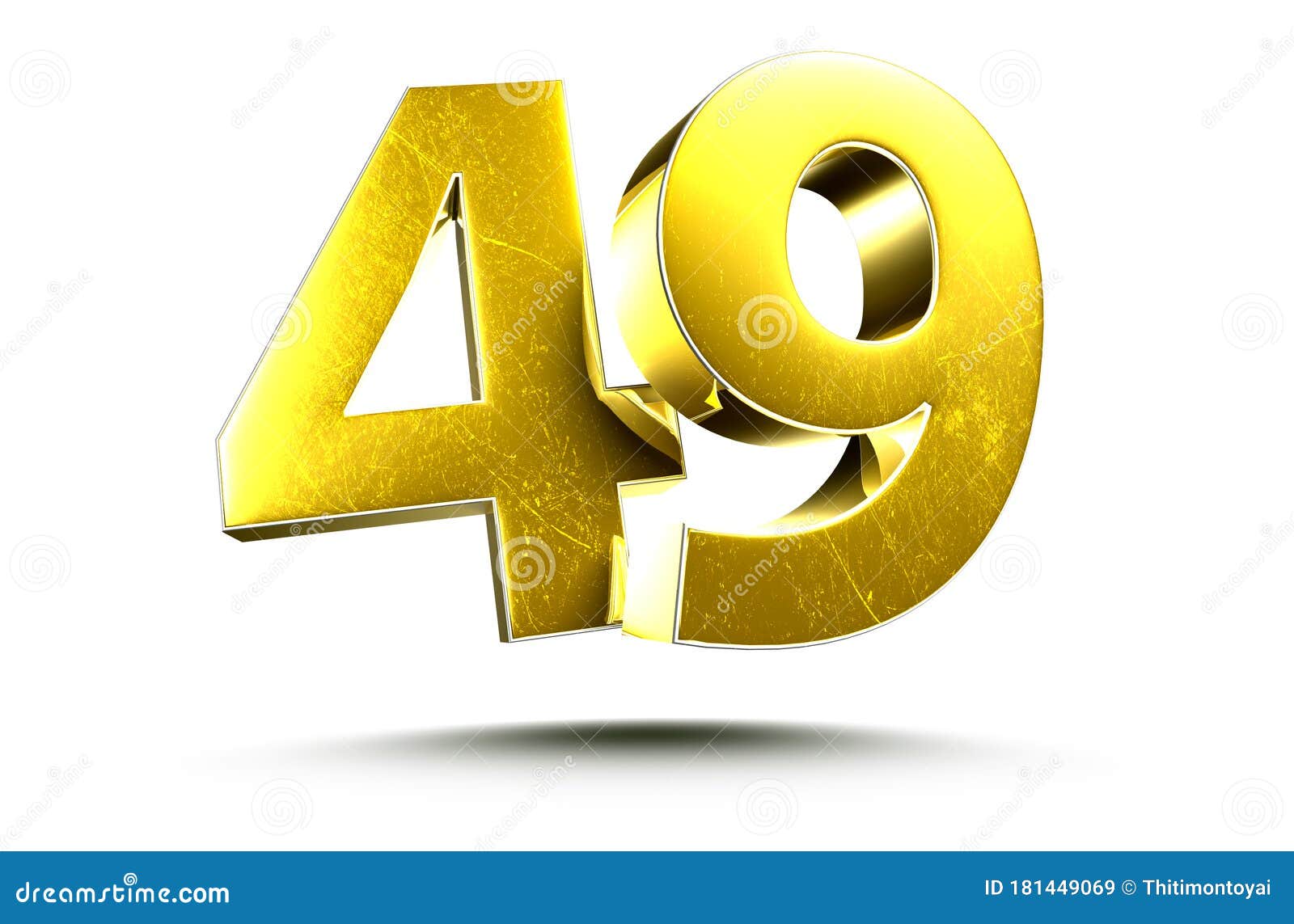 Number 49 Gold color 3d. stock illustration. Illustration of cost ...