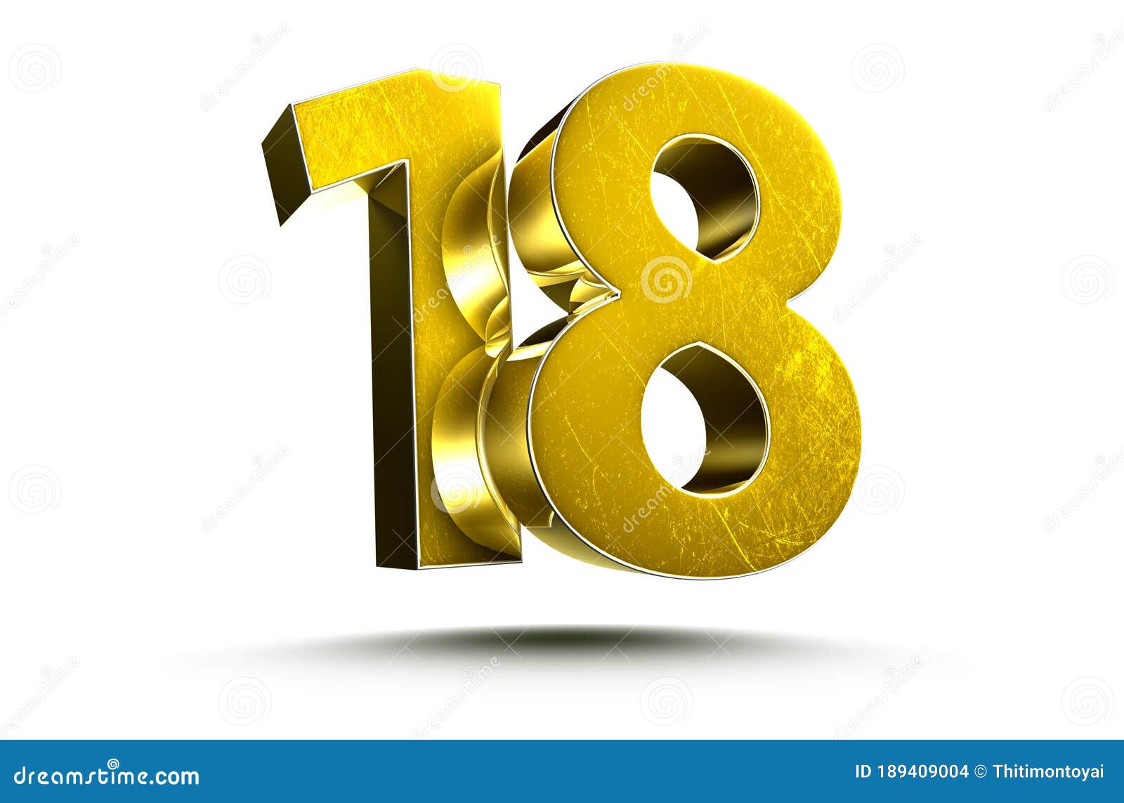 Number 18 gold 3d. stock illustration. Illustration of money - 189409004