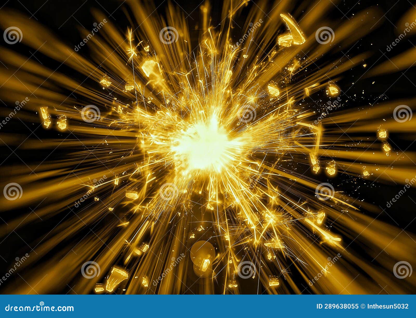 3d Illustration of Golden Rays Radiating Out Stock Illustration ...