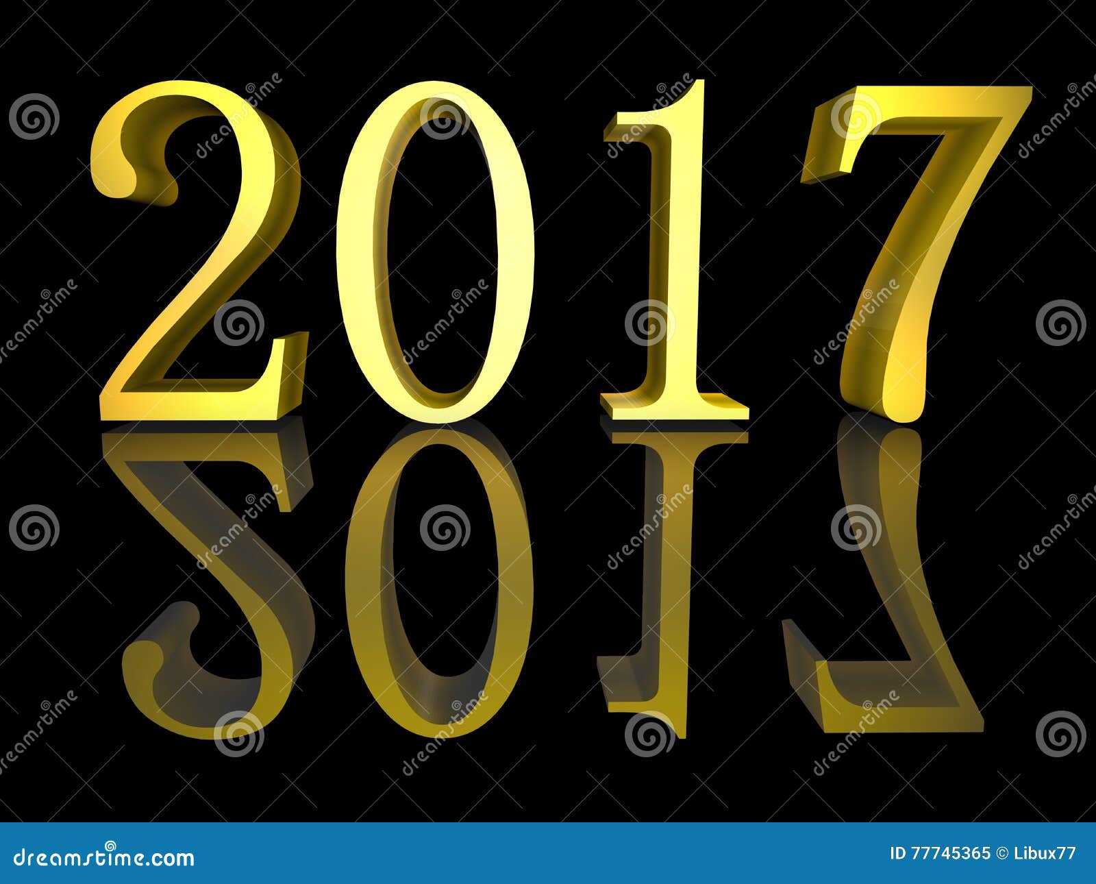 3D Illustration Golden Text New Year 2017 Stock Illustration ...