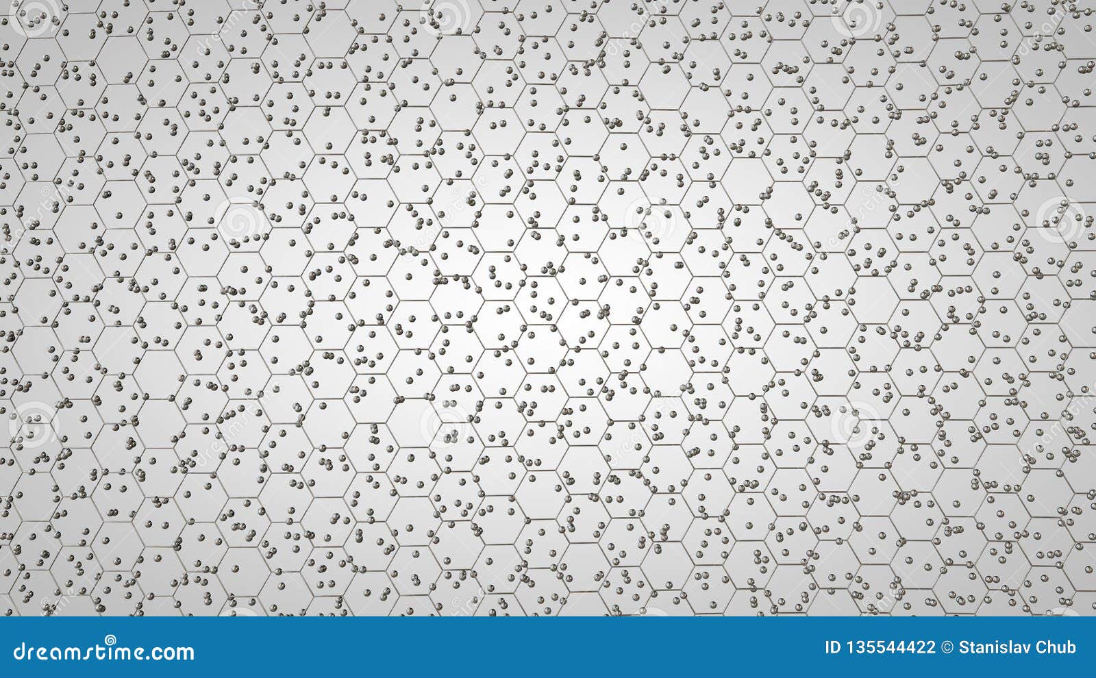 3D Illustration of a Graphene Grid, a Carbon Molecule Disintegrated ...