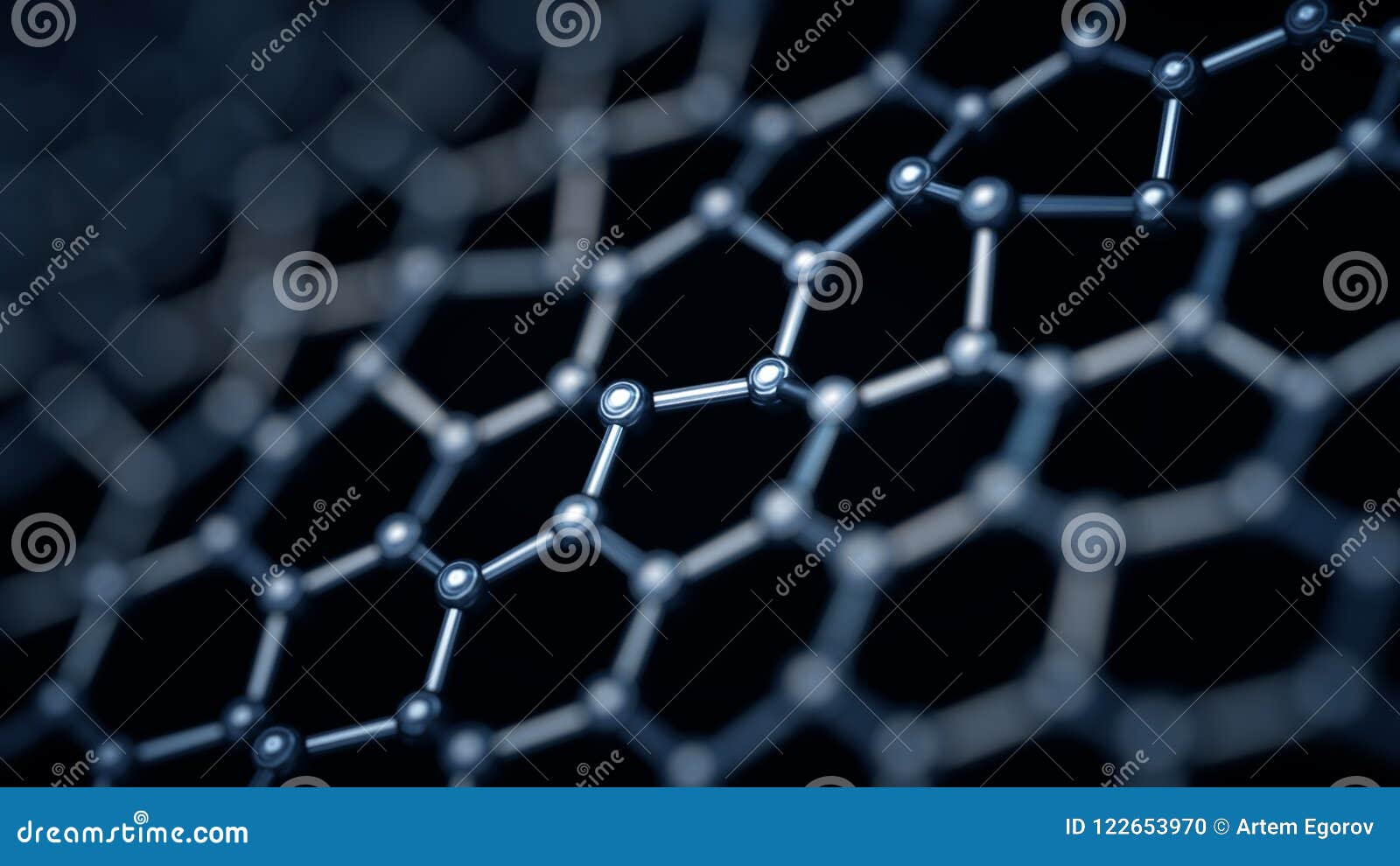 3D Illustration of Graphene Molecules. the Crystal Lattice Grid. Stock ...