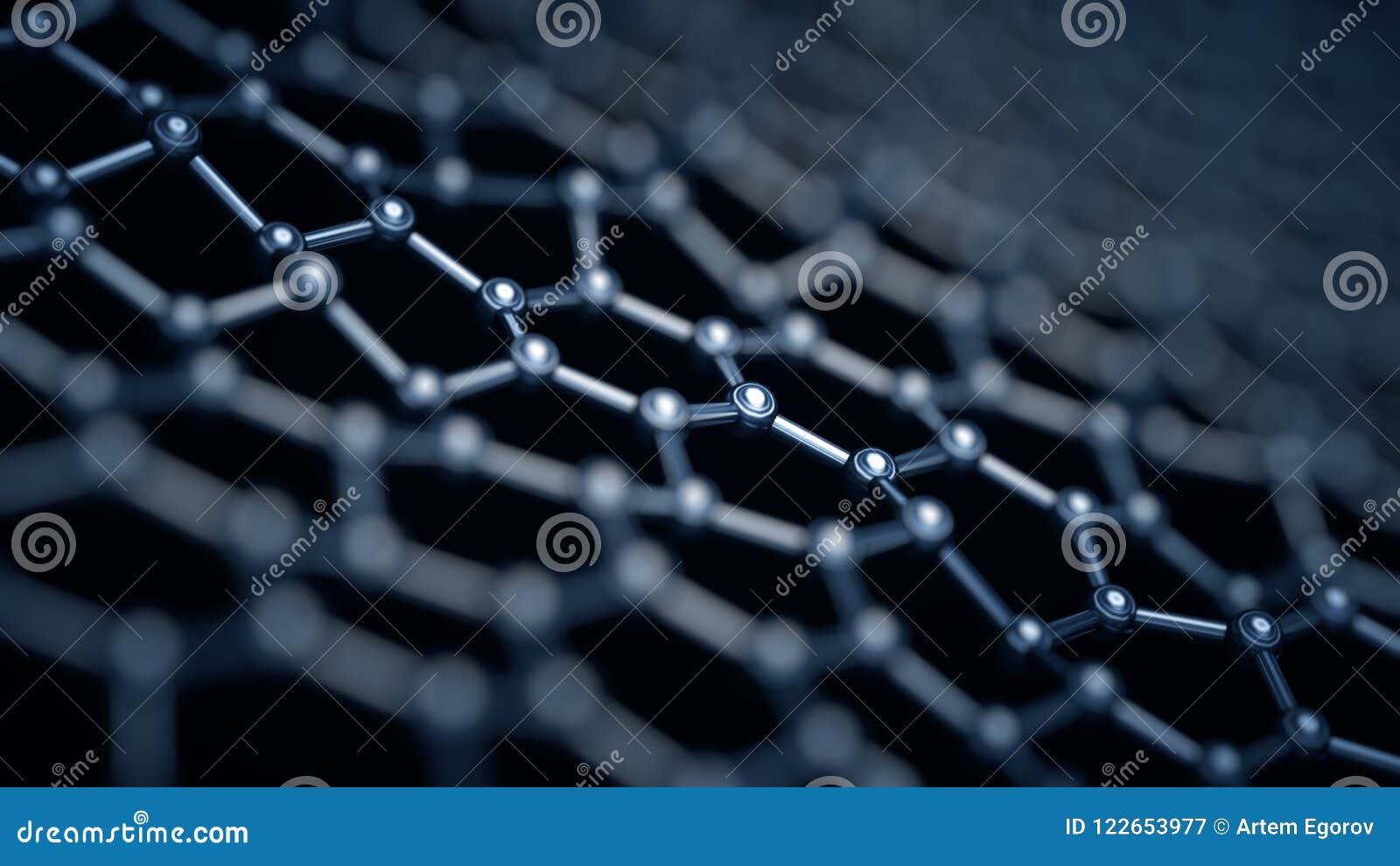 3D Illustration of Graphene Molecules. the Crystal Lattice Grid. Stock ...