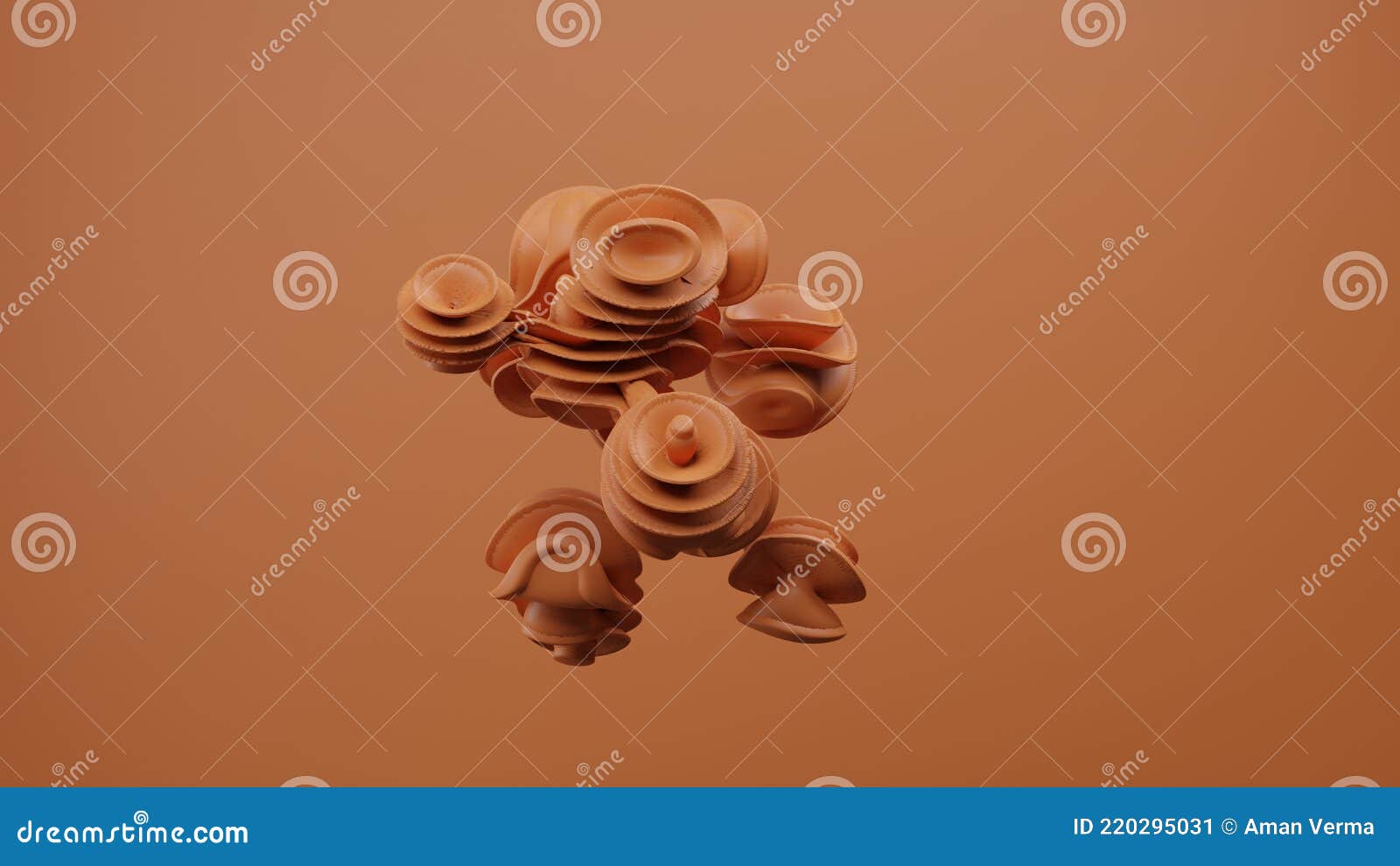 3D Illustration Graphics of Unique Shape 3d Render Brown Color Abstract ...