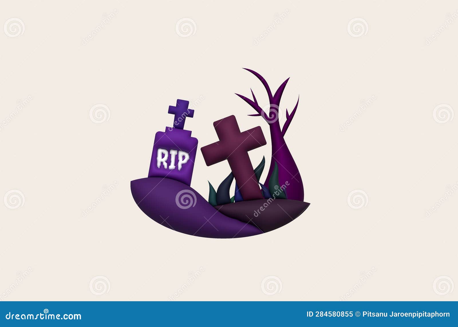 3D Illustration. Grave for Halloween. RIP. Ancient Grave Stock Vector ...