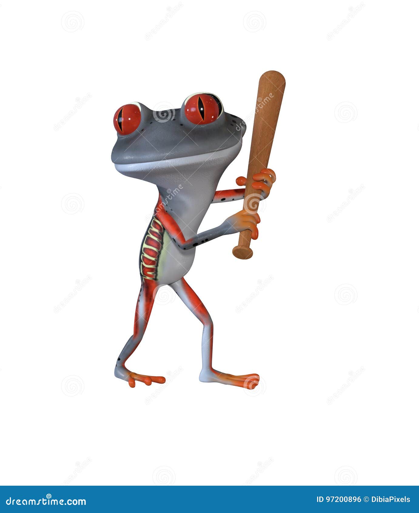 3d Illustration of a Gray Cartoon Tree Frog. Stock Illustration ...