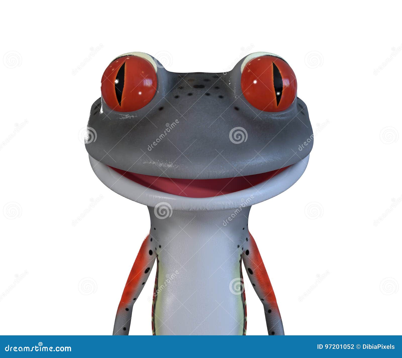 3d Illustration of a Gray Cartoon Tree Frog. Stock Illustration ...