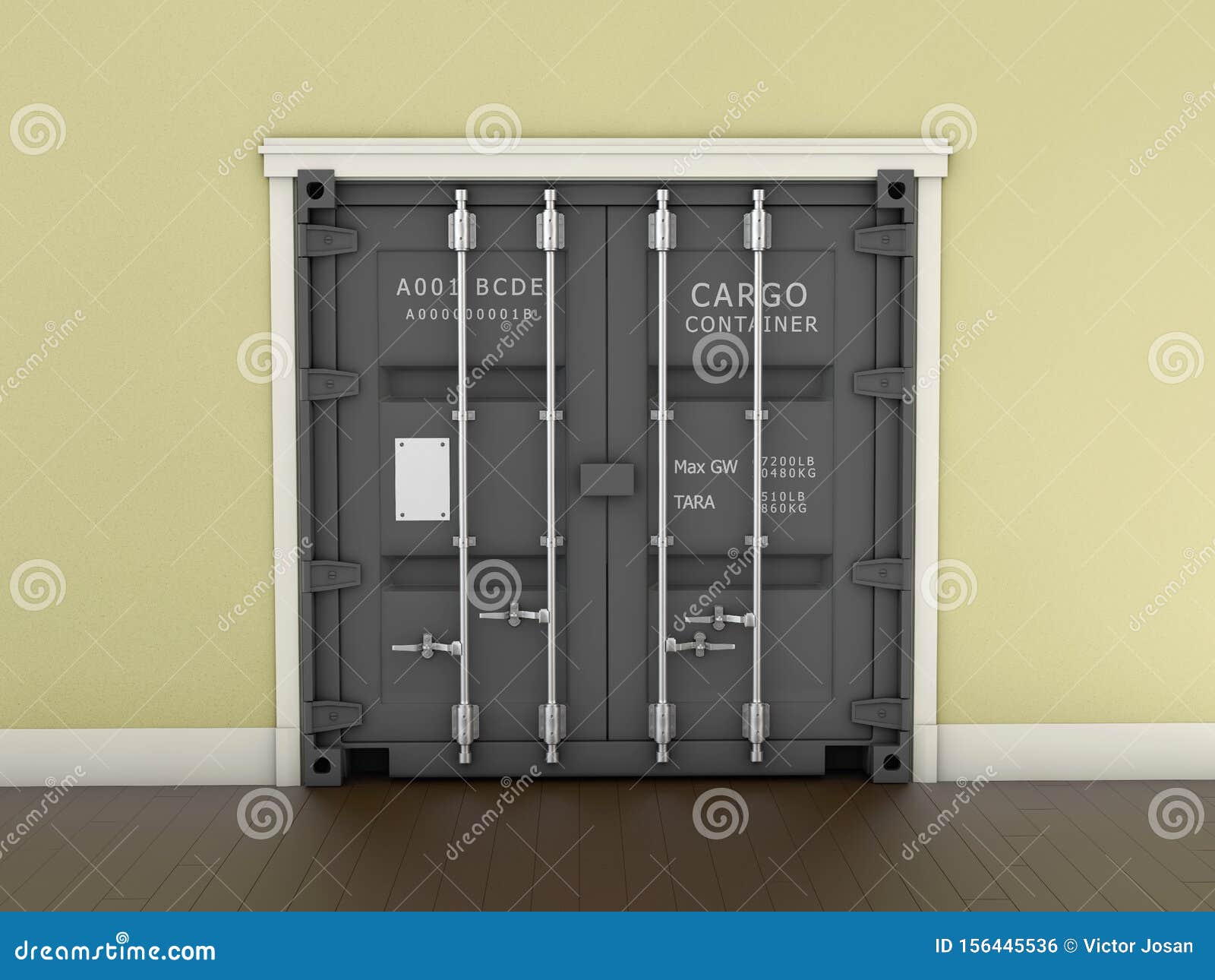 3d Illustration of Gray Shipping Container Door Stock Illustration ...