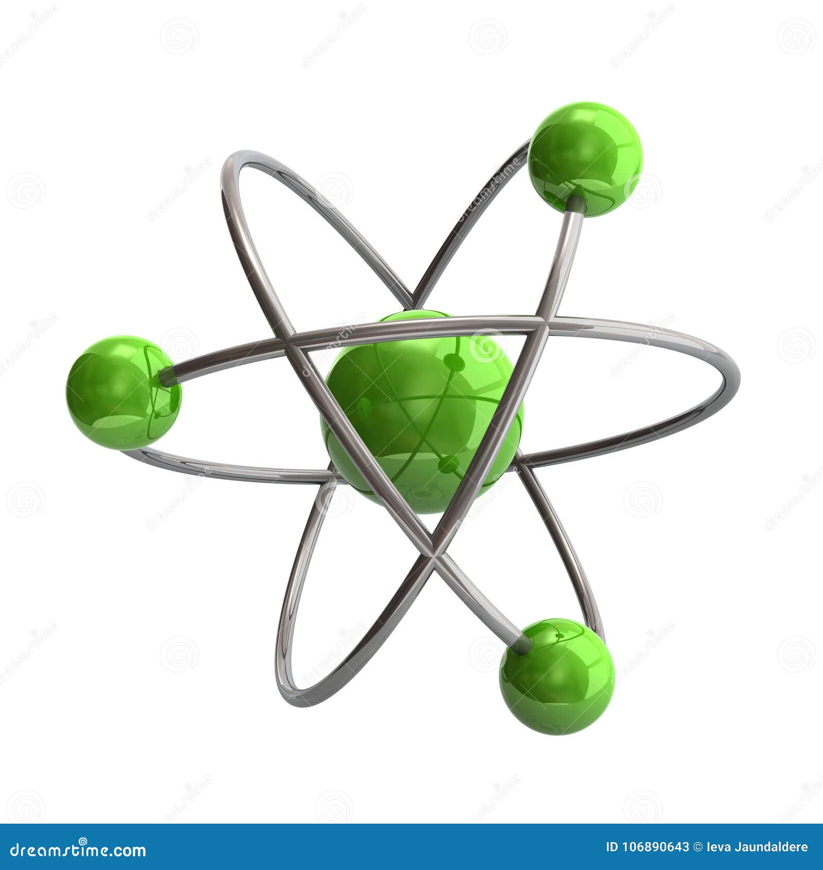 3D Illustration Green Atom Symbol Stock Illustration - Illustration of ...