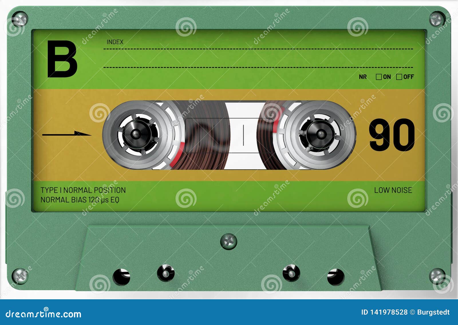 Green and Yellow Audio Cassette with Sticker and Label Stock Photo ...