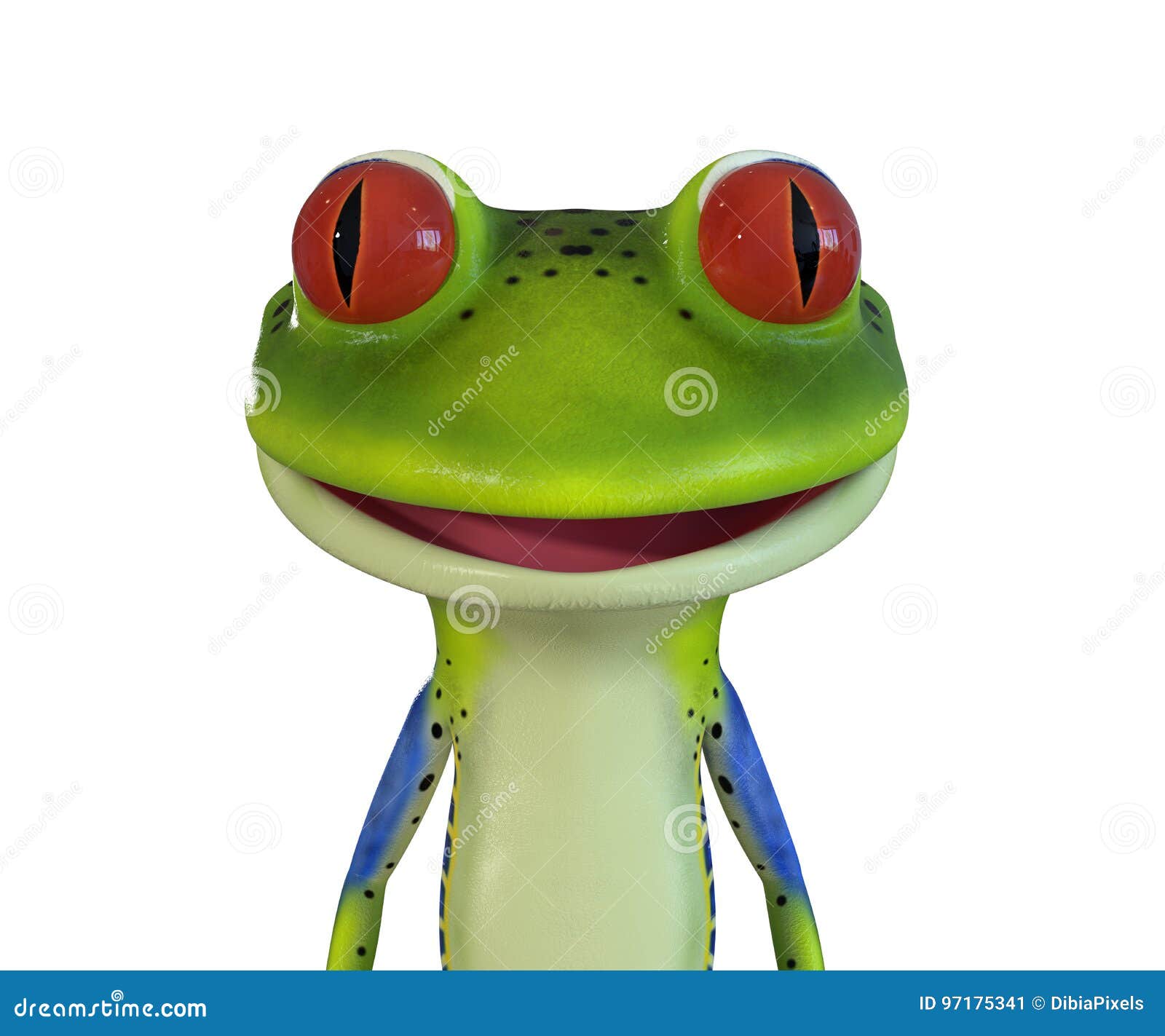 3d Illustration of a Green Cartoon Frog. Stock Image - Illustration of ...
