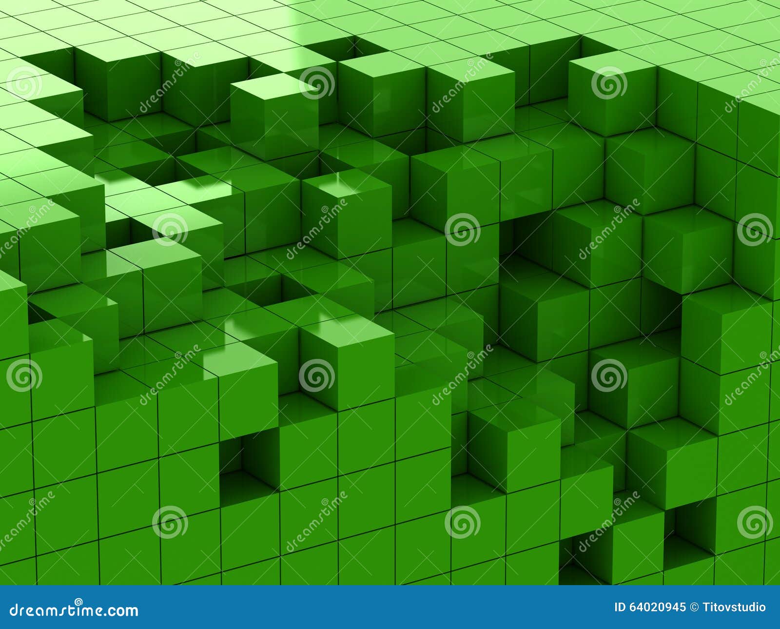 3d Illustration of Green Cubes Stock Illustration - Illustration of ...