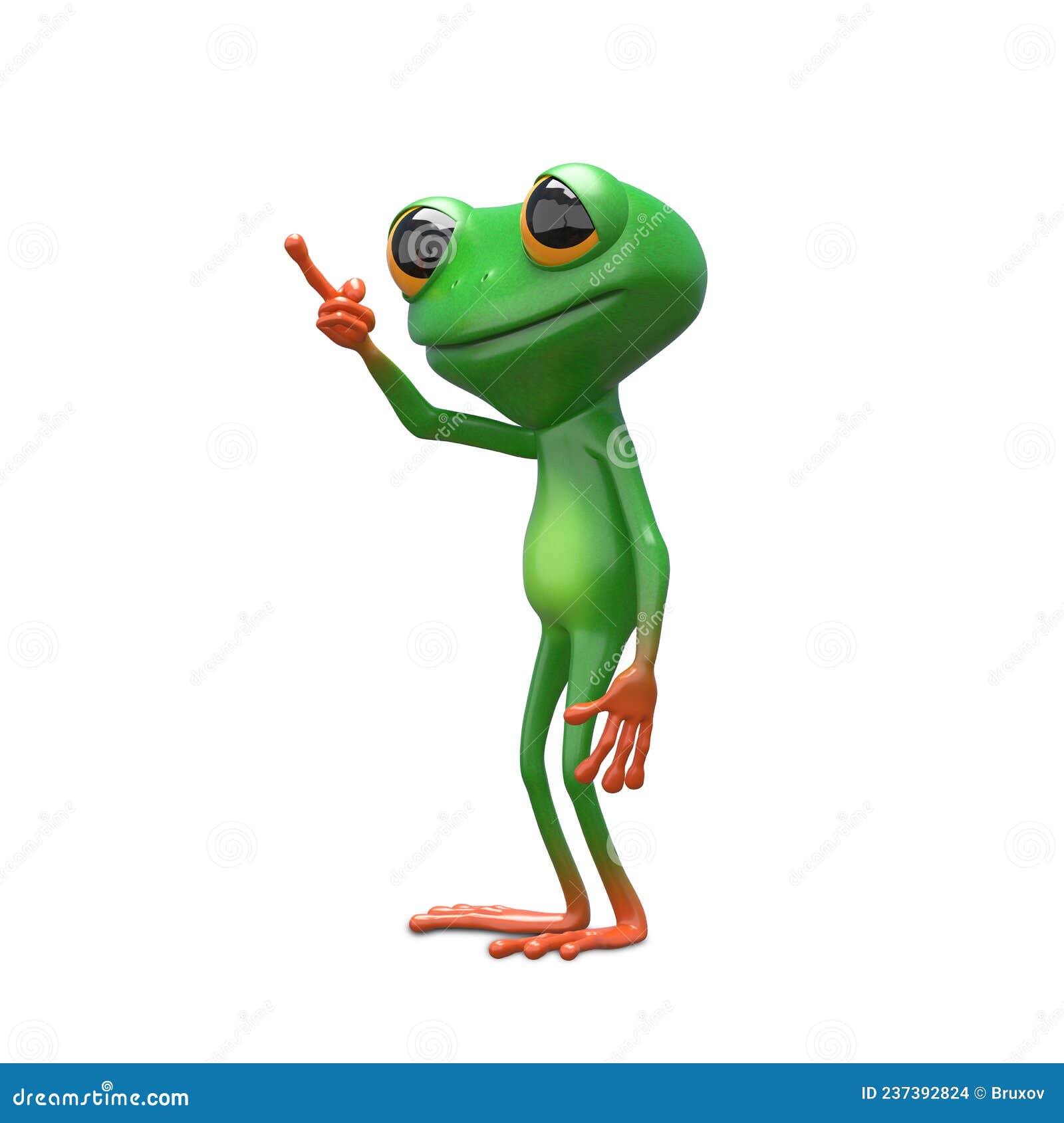 3D Illustration of a Green Frog with Pointing Finger Stock Photo ...