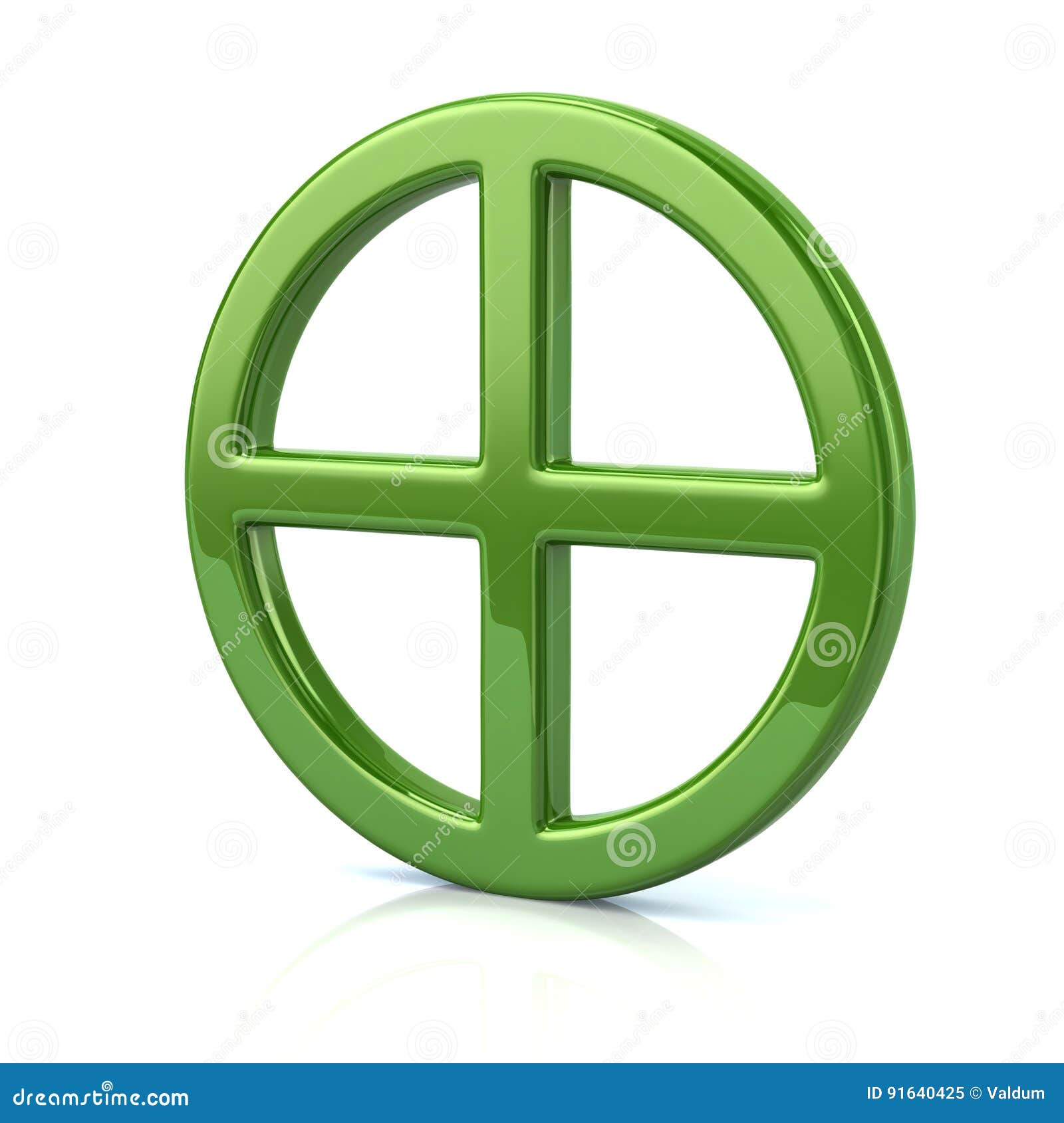 3d Illustration of Green Sun Cross Symbol Stock Illustration ...