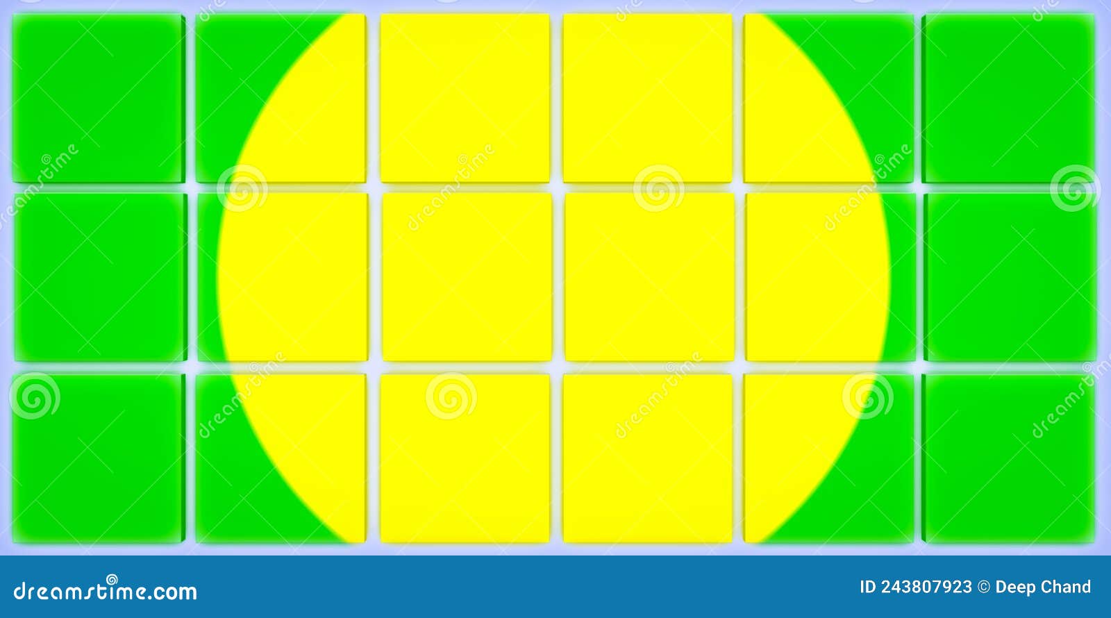 3D Illustration Green and Yellow Squares with Background Stock ...