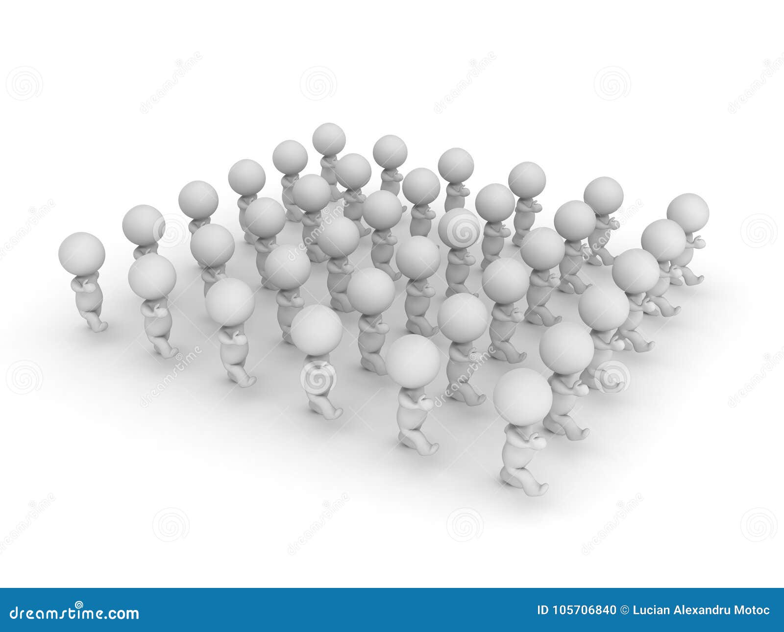 3D Illustration of a Group of Character Marching Stock Illustration ...