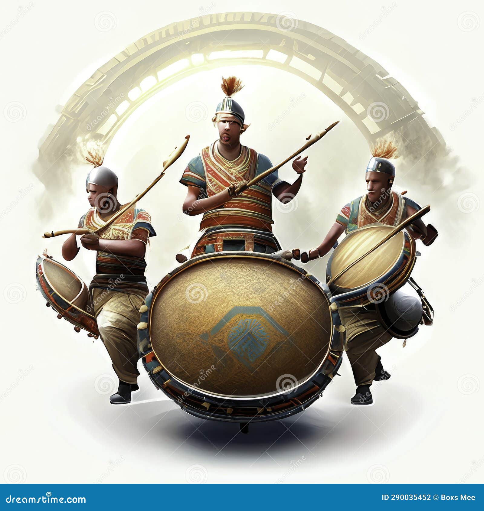 3d Illustration of a Group of Ethnic Drummers Playing the Drums ...