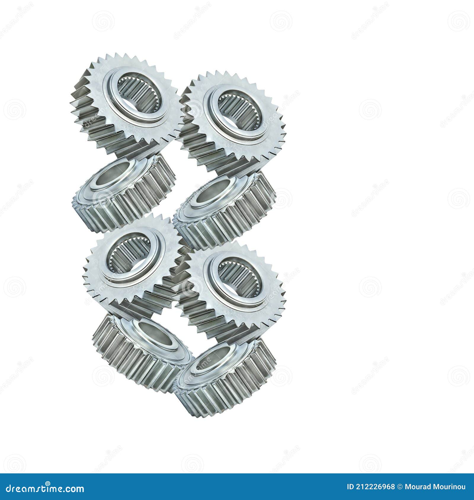 3d Illustration of a Group of Interconnected Gears Stock Illustration ...