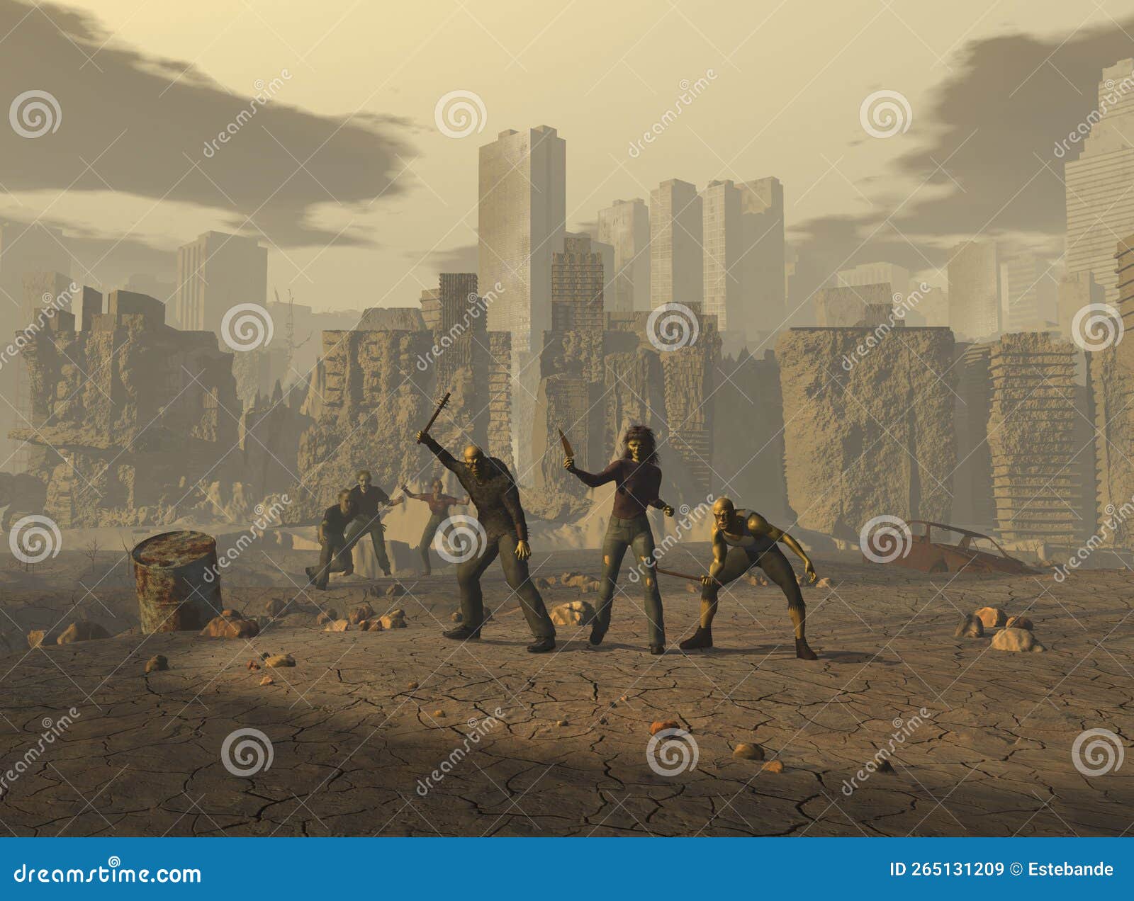 Mutants in a Post Apocalyptic Landscape Stock Illustration ...