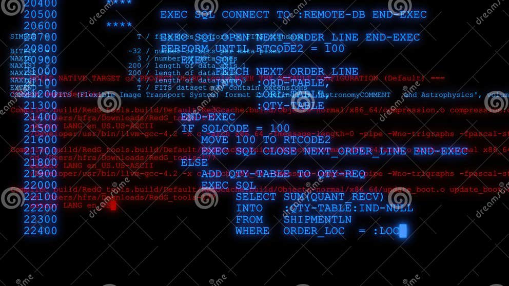 Hacker Code Running Down a Computer Screen Terminal Stock Illustration ...