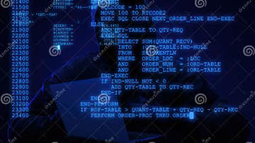 Hacker Code Running Down a Computer Screen Terminal Stock Illustration ...