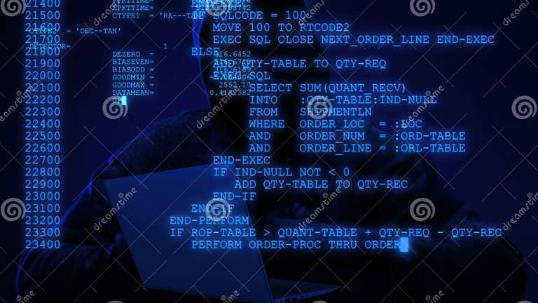 Hacker Code Running Down a Computer Screen Terminal Stock Illustration ...