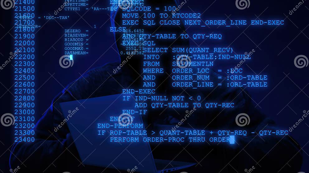 Hacker Code Running Down a Computer Screen Terminal Stock Illustration ...