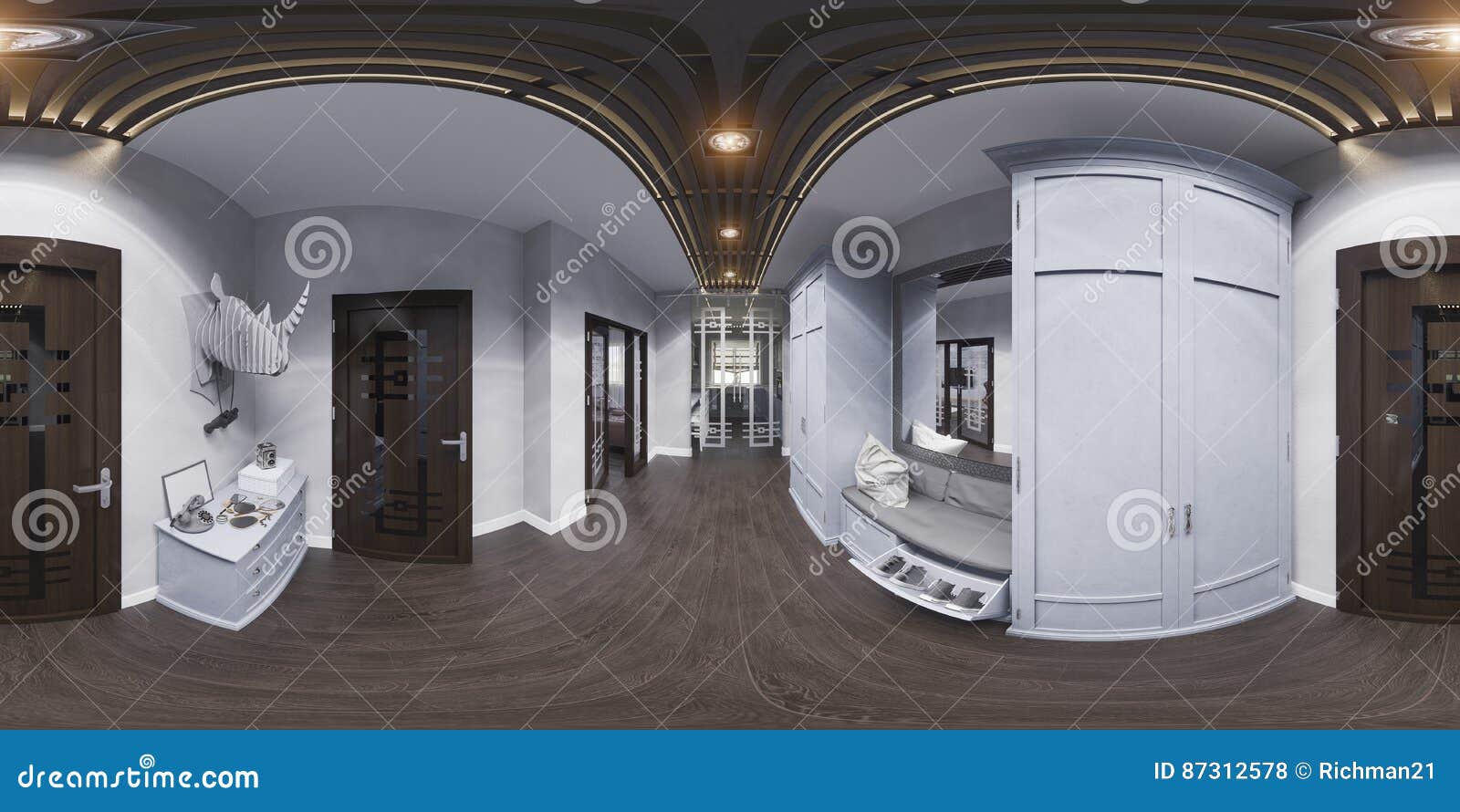 3d Illustration Hall Interior Design in Classic Style. Render is Stock ...