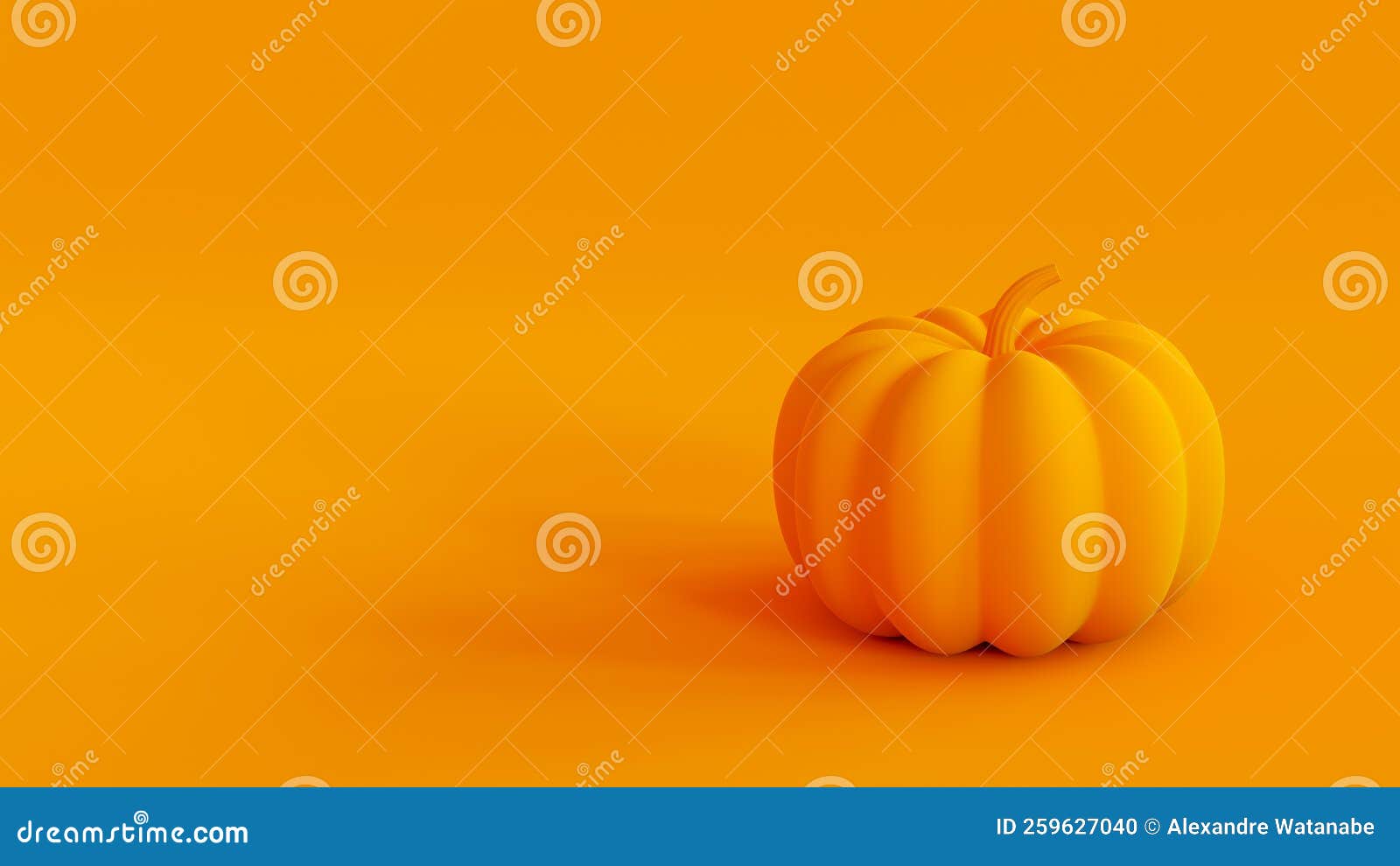 3D Illustration of Halloween Theme Pumpkin on Orange Background Stock ...