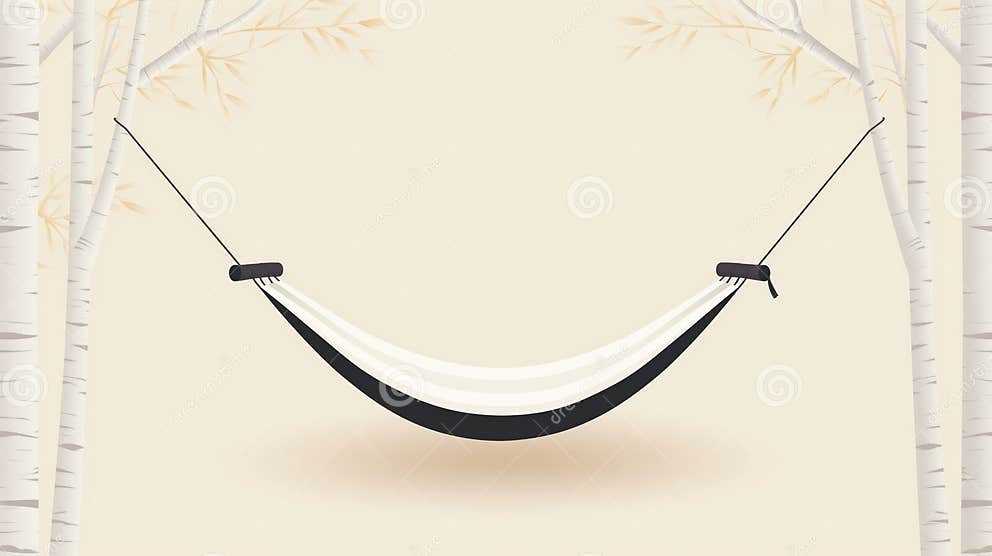 2D Illustration of a Hammock Strung between Logs with Basic Shapes on a ...