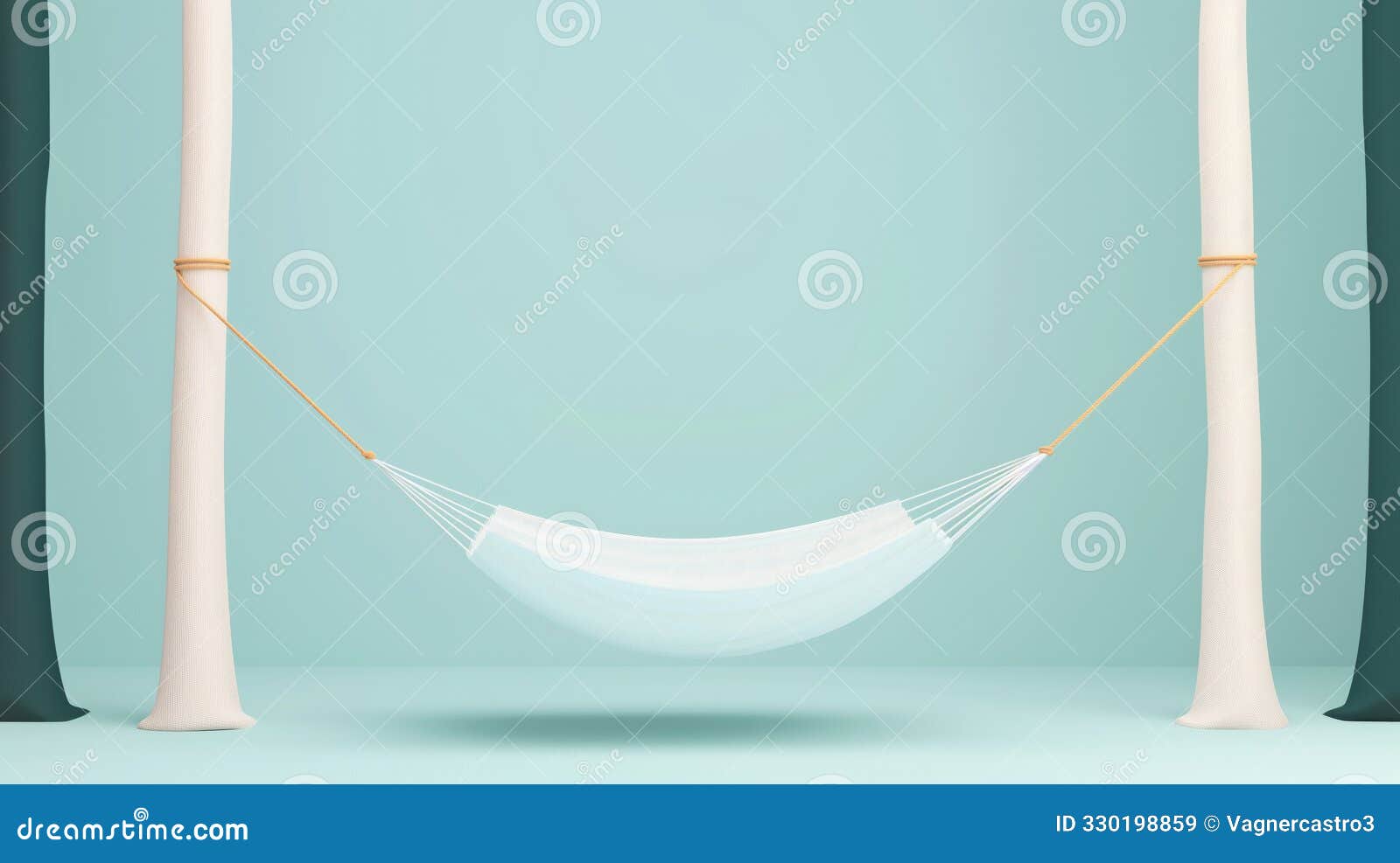 2D Illustration of a Hammock Strung between Logs with Basic Shapes on a ...